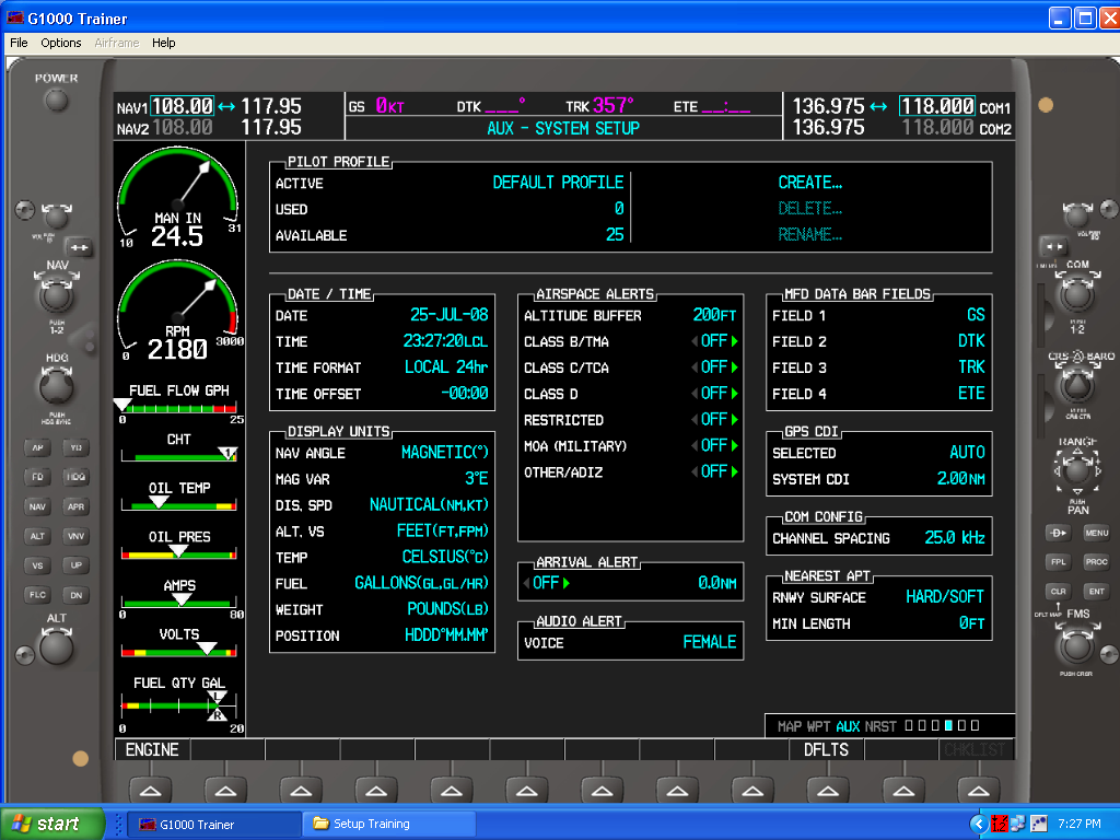 garmin-g1000-setup-up-screen | Wayne and Plane Flight Instruction